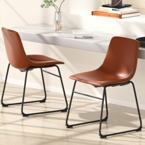 edx Dining Chairs，Kitchen & Dining Room Chairs, PU Leather Cushion and Metal Legs Bar Chairs, Counter Height Bar Stools for Kitchen Island