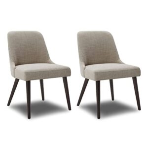 chita mid-century modern dining chair, upholstered fabric accent chair for dining room, set of 2, flax beige in fabric