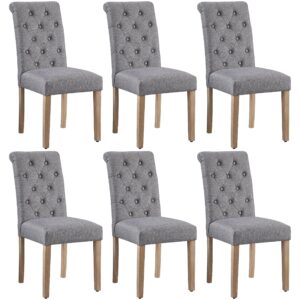 yaheetech dining chairs set of 6 fabric upholstered dining chairs padded chairs button tufted kitchen chairs with solid wood legs for home, dining room, kitchen, dark gray(3 package)