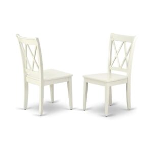 east west furniture dining clc-lwh-w clarksville double x-back formal chairs in linen white finish (set of 2)