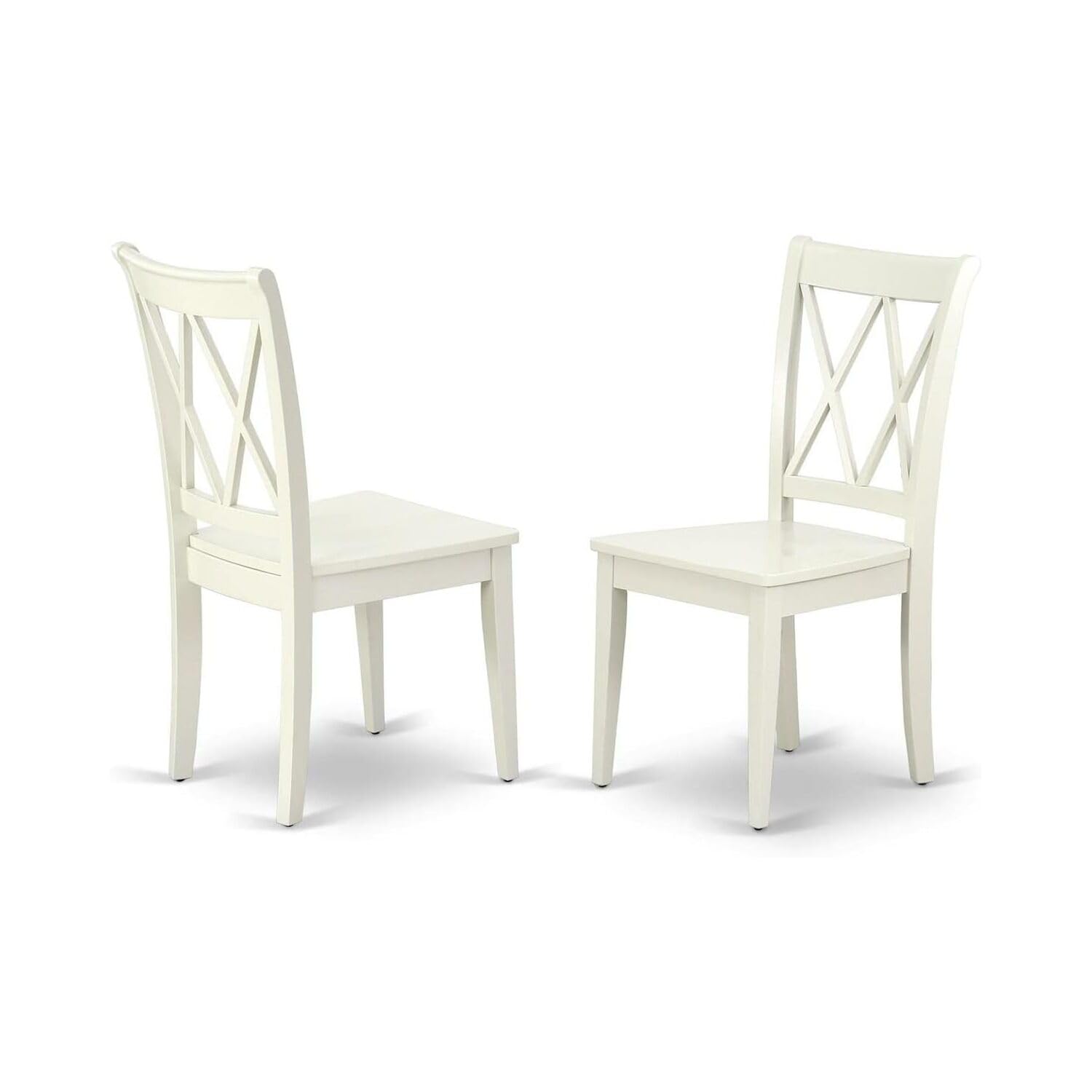 East West Furniture Dining CLC-LWH-W Clarksville Double X-Back Formal Chairs in Linen White Finish (Set of 2)