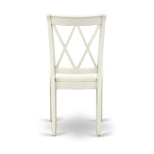 East West Furniture Dining CLC-LWH-W Clarksville Double X-Back Formal Chairs in Linen White Finish (Set of 2)