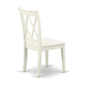 East West Furniture Dining CLC-LWH-W Clarksville Double X-Back Formal Chairs in Linen White Finish (Set of 2)