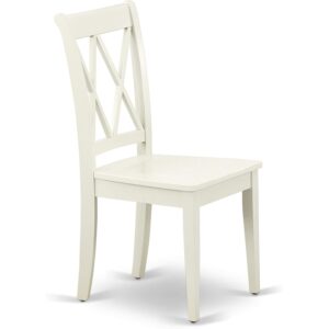 East West Furniture Dining CLC-LWH-W Clarksville Double X-Back Formal Chairs in Linen White Finish (Set of 2)