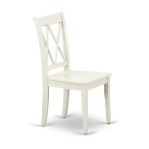 East West Furniture Dining CLC-LWH-W Clarksville Double X-Back Formal Chairs in Linen White Finish (Set of 2)