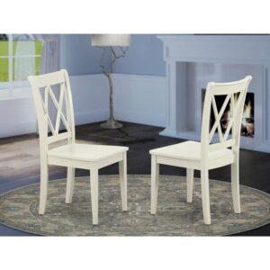 East West Furniture Dining CLC-LWH-W Clarksville Double X-Back Formal Chairs in Linen White Finish (Set of 2)