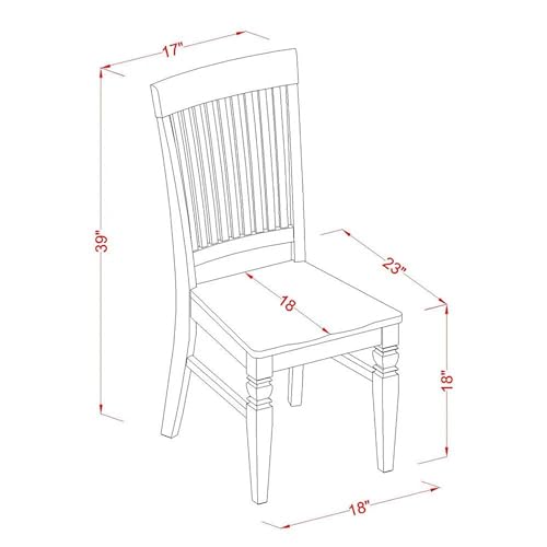 East West Furniture WEC-BCH-W Weston Dining Chairs - Slat Back Wooden Seat Chairs, Set of 2, Black & Cherry