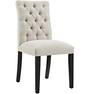 modway mo- duchess modern tufted button upholstered fabric parsons, dining chair, beige