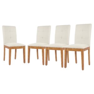 dagonhil dining chairs set of 4, modern upholstered fabric dining room chairs, armless kitchen chairs with wood legs and padded seat for living room, bedroom, kitchen (beige)