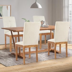 DAGONHIL Dining Chairs Set of 4, Modern Upholstered Fabric Dining Room Chairs, Armless Kitchen Chairs with Wood Legs and Padded Seat for Living Room, Bedroom, Kitchen (Beige)