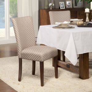 HomePop Parsons Classic Upholstered Accent Dining Chair, Set of 2, Brown