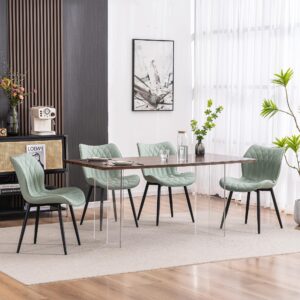 YOUNIKE Dining Chairs Set of 2, Upholstered Faux Leather Dining Room Chairs, Modern Living Room Bedroom Side Chairs with Wing Back and Metal Legs, Kitchen Chairs Mint Green