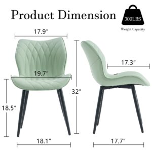 YOUNIKE Dining Chairs Set of 2, Upholstered Faux Leather Dining Room Chairs, Modern Living Room Bedroom Side Chairs with Wing Back and Metal Legs, Kitchen Chairs Mint Green