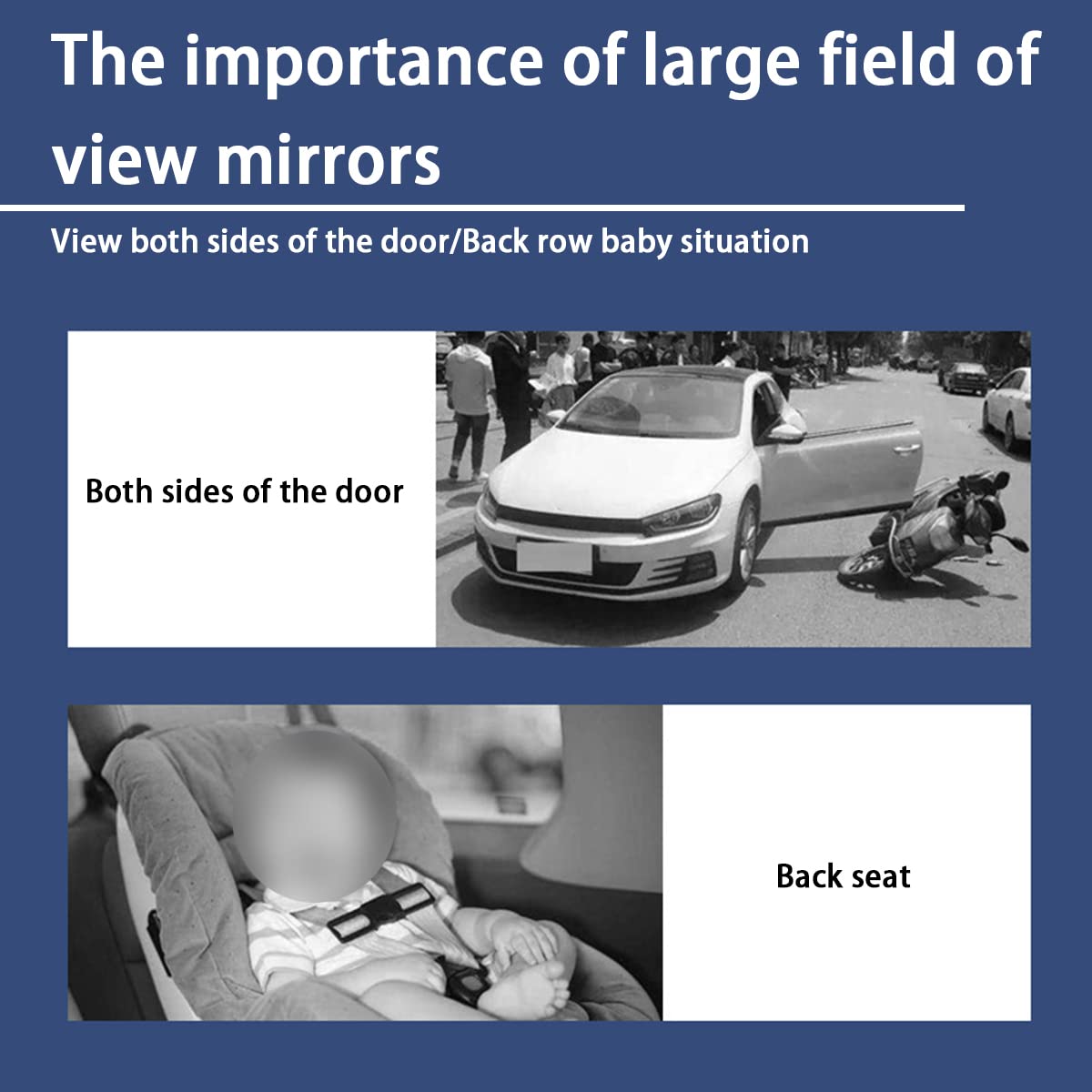 Car Rear View Mirror, 12 Inch Car Interior Panoramic Convex Rearview Mirror, Clip-On HD Wide Angle Extended Curved Mirror, Reduce Blind Spot Effectively, Universal Car Accessories (Irregular White)