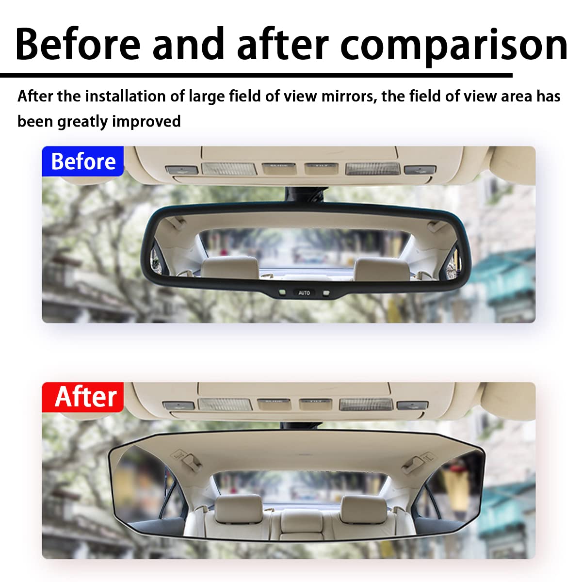 Car Rear View Mirror, 12 Inch Car Interior Panoramic Convex Rearview Mirror, Clip-On HD Wide Angle Extended Curved Mirror, Reduce Blind Spot Effectively, Universal Car Accessories (Irregular White)