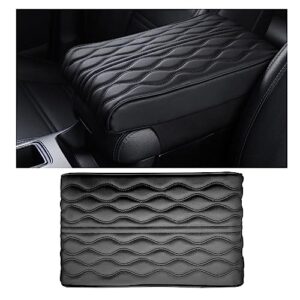 ziciner car center console cover, 12.6" x 8.5" leather memory foam armrest cushion protection pad, waterproof hand rest pillow with height increase, universal accessory for most car (black)