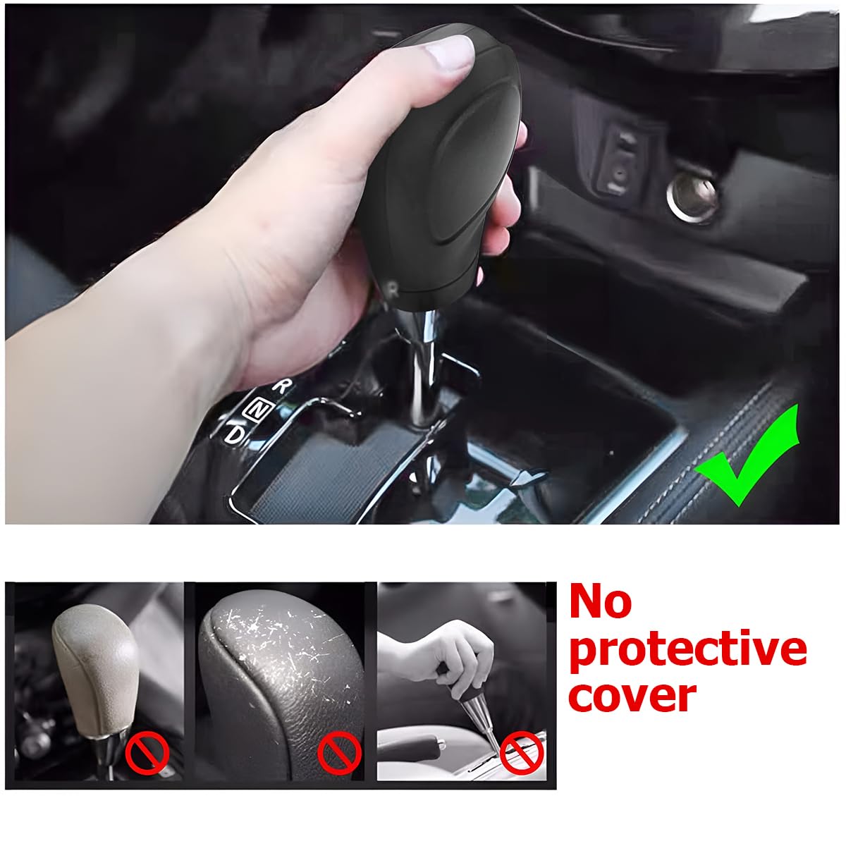 AICEL 2 Pcs Car Gear Shift Knob Cover, Elastic Silicone Car Automatic Shift Protector Cover, Universal Anti-Slip Auto Knob Gear Stick Protector for Men Women, Vehicle Accessories