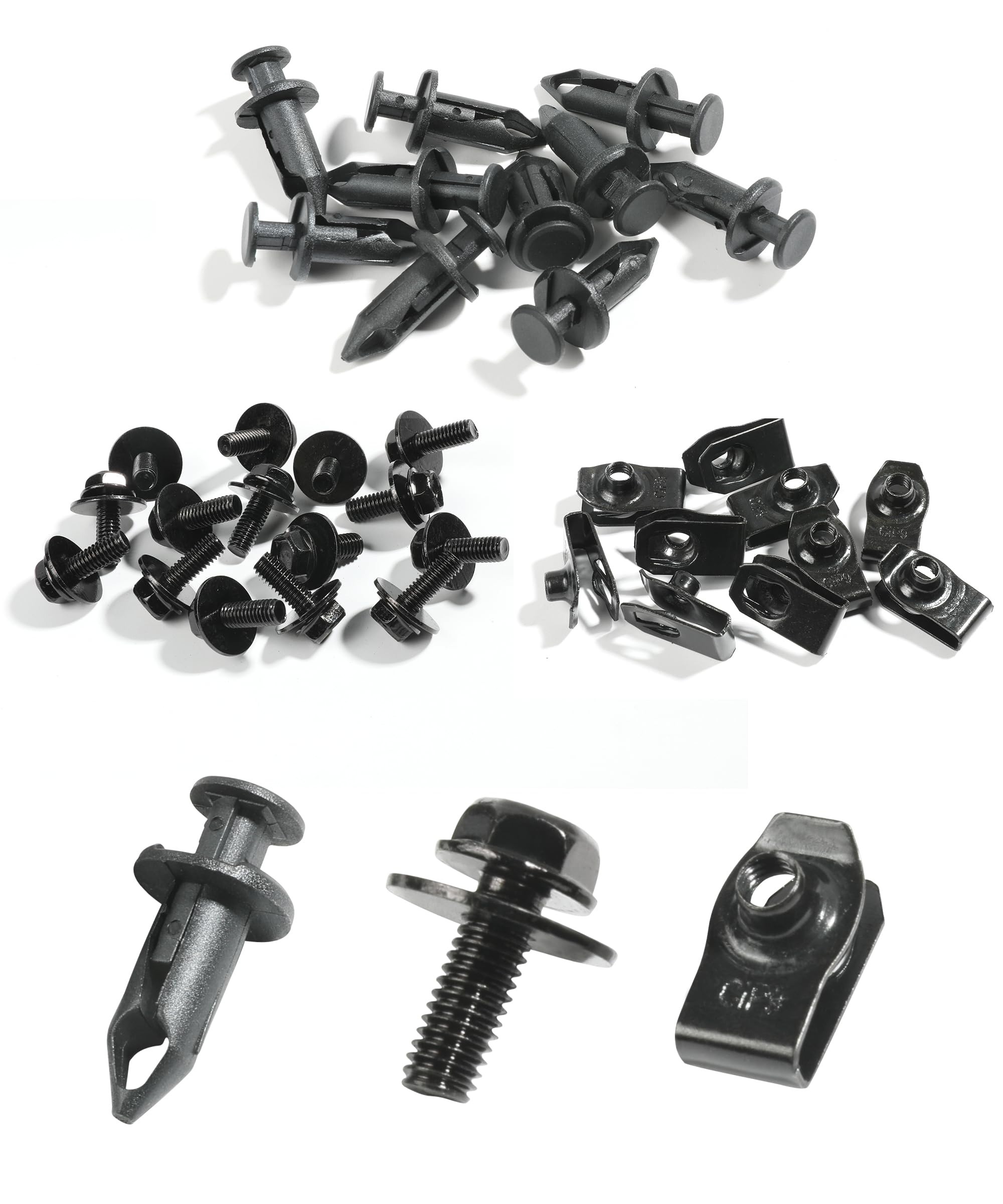 35 PCS Engine Under Cover Splash Shield Guard Body Bolts, Splash Shield Guard Retainer Bumper Fender Liner Fastener Rivet Clips and Extruded U-Nuts Kit