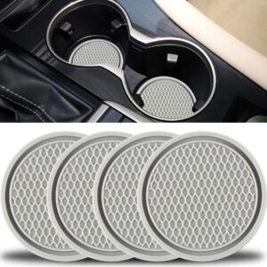 singaro car cup coaster, 4pcs universal non-slip cup holders embedded in ornaments coaster, car interior accessories, gray