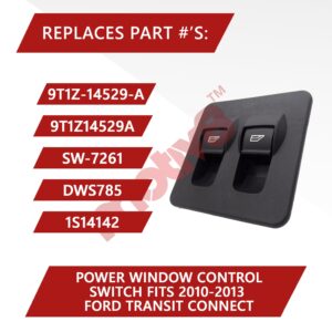 Motiv8 Ford Power Window Control Switch – Fits 2010-2013 Ford Transit Connect with Pry Tool | Replaces 9T1Z-14529-A, 9T1Z14529A, SW-7261, SW7261, DWS785 & 1S14142