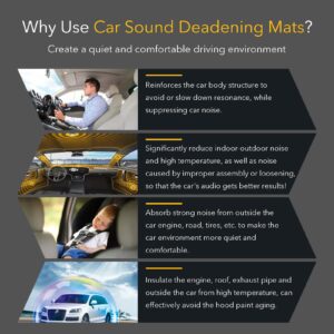 Car Sound Deadening Material Mat - 197 mil 8.7 sqft Auto Audio Deadener Foam, Sound Dampening and Heat Insulation for Truck, Vehicle