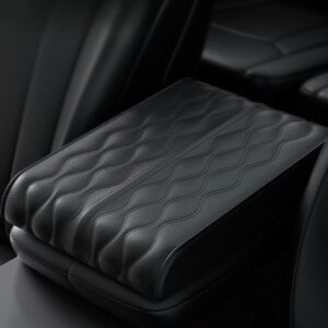 yavozokl car center console cover, leather arm rest cover for car, car armrest storage box cover mat, center console lid, car interior accessories for vehicle, suv, truck, car ([thick]-wave black)