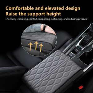 Yavozokl Car Center Console Cover, Leather Arm Rest Cover for Car, Car Armrest Storage Box Cover Mat, Center Console Lid, Car Interior Accessories for Vehicle, SUV, Truck, Car ([Thick]-Wave Black)