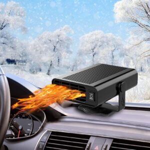 【 new upgrade】portable car heater,auto heater fan, car windshield defogger defroster, 2 in1 fast heating or cooling fan, 12v 150w auto ceramic heater fan plug in cig lighter (premium black)