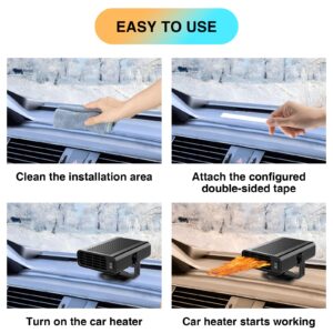 【 New upgrade】Portable Car Heater,Auto Heater Fan, Car Windshield Defogger Defroster, 2 in1 Fast Heating or Cooling Fan, 12V 150W Auto Ceramic Heater Fan Plug in Cig Lighter (Premium black)