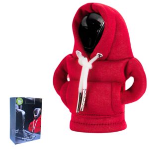 bachtutai gear shift hoodie, hoodie car gear shift cover, shifter hoodie, car shifter stick protector decoration. car novelty decoration gift for family (red).