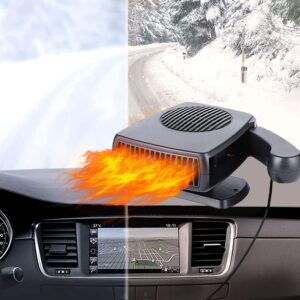 12v car heater,portable 200w high power 2 in 1 fast heating defrost defogger,plug the cigarette lighter directly into the cigarette lighter hole of the car, suitable for all cars