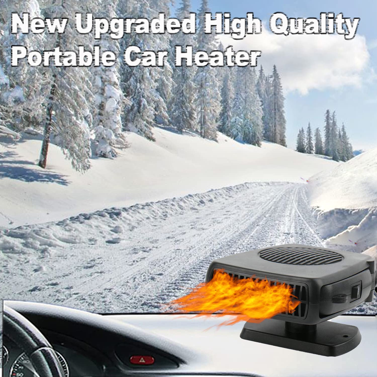 12V Car Heater,Portable 200W High Power 2 in 1 Fast Heating Defrost Defogger,Plug The Cigarette Lighter Directly Into The Cigarette Lighter Hole Of The Car, Suitable for all cars