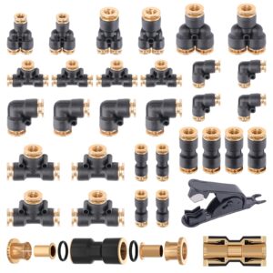 CheeMuii 31 PCS DOT Air Brake Line Fittings 1/4" 3/8" Push to Connect Fittings Quick Connect Air Hose Fittings Repair Kit for Truck or Industrial Air System