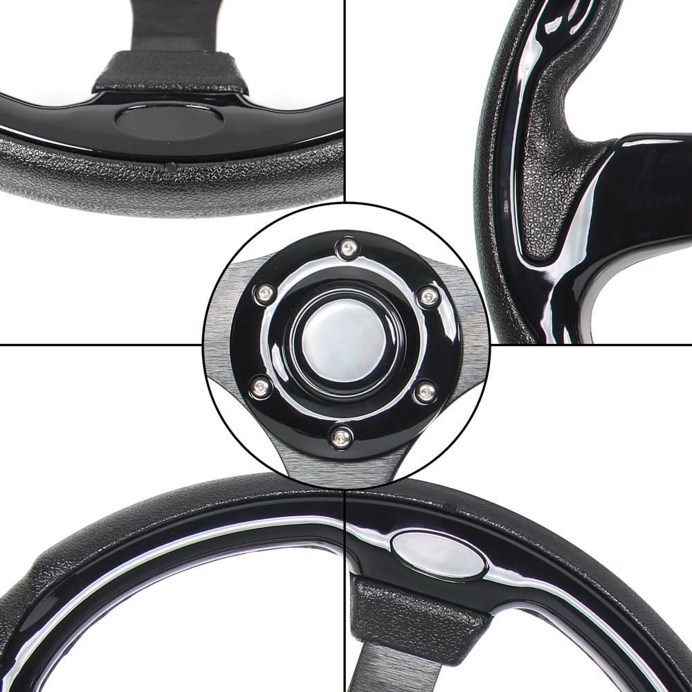 Universal EZGO Steering Wheel with Black Aluminum Frame Golf Cart Steering Wheel Fit for Yamaha Club Car DS and Precedent Steering Wheel