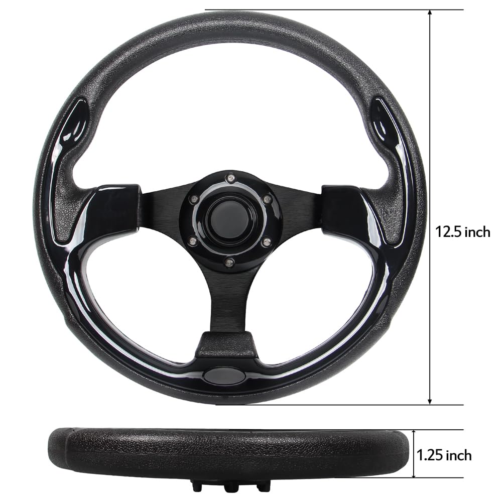 Universal EZGO Steering Wheel with Black Aluminum Frame Golf Cart Steering Wheel Fit for Yamaha Club Car DS and Precedent Steering Wheel