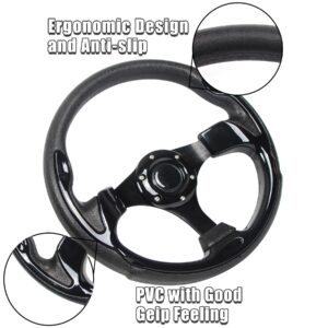 Universal EZGO Steering Wheel with Black Aluminum Frame Golf Cart Steering Wheel Fit for Yamaha Club Car DS and Precedent Steering Wheel