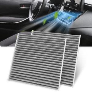 2pcs fresh breeze cabin air filter replacement, for car passenger compartment w/arm and hammer baking soda, cf10285 for toyota lexus scion camry corolla cabin filter, white