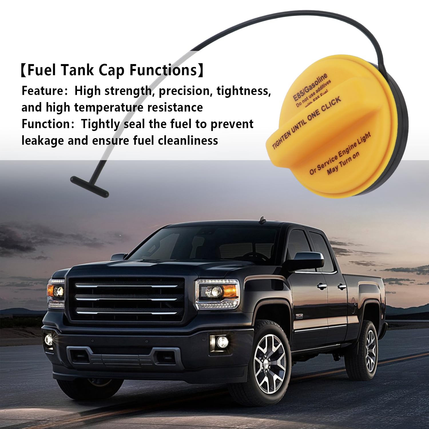 Car Gas Cap Replacement OEM#GT347 20962524 - Professional Fuel Tank Cap Compatible with GMC Sierra Chevy Silverado Cadillac Escalade for Replacing Damaged Car Accessories Gas Tank Cap