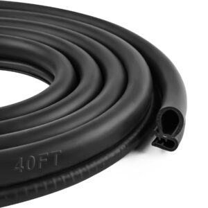 car door rubber seal strip with side bulb, 40 feet pvc bulb trim with epdm automotive rubber weather stripping for cars, boats, trucks, rvs, and home applications