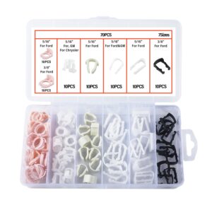 70pcs car fuel line clips,7 size nylon fuel line repair kit replacement 3/8" & 5/16" fuel line clamp,durable fuel hose retainer clips compatible with ford gm chrysler