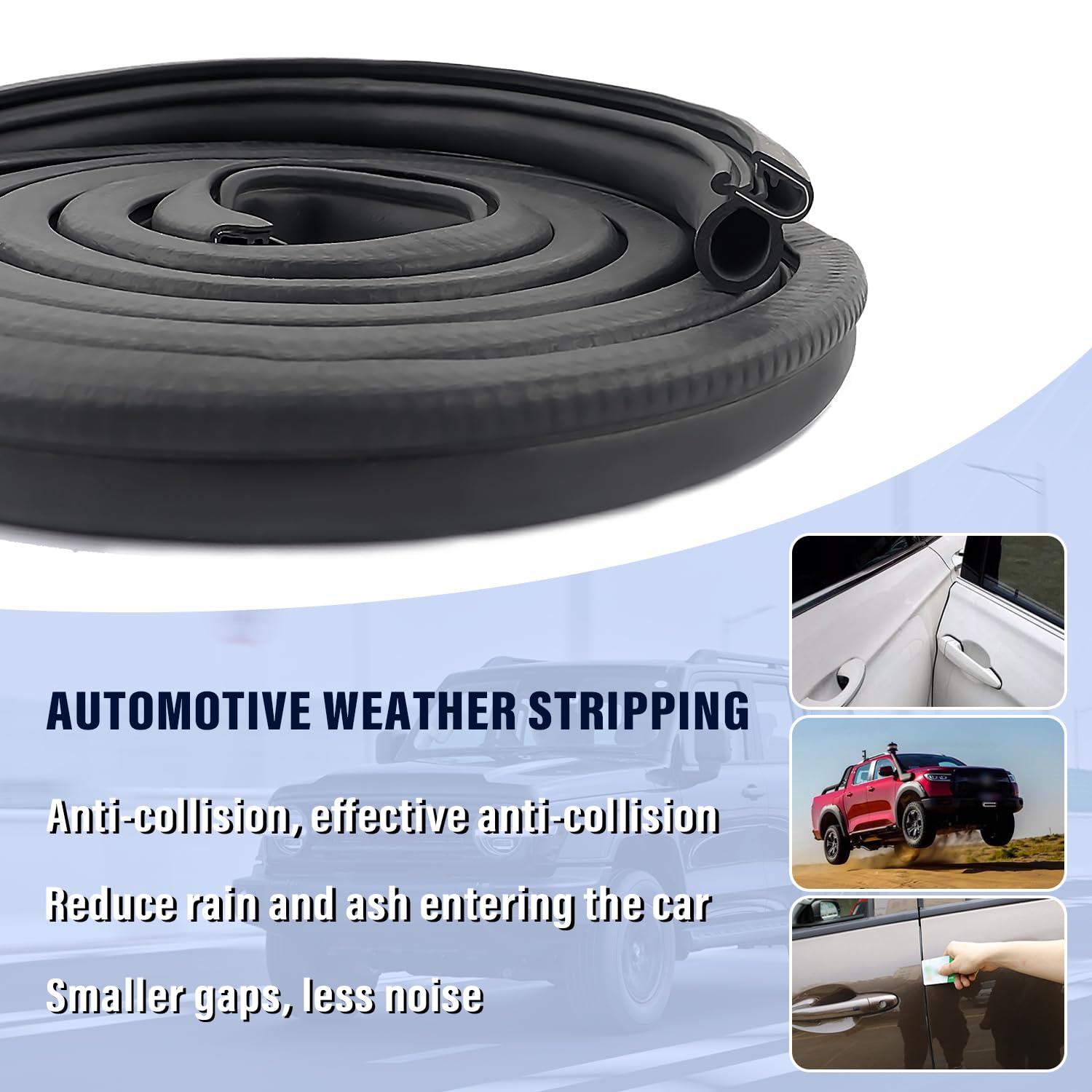 10Ft Car Door Weather Stripping Door Seal Strip,U-Shaped Rubber Edge Trim with Steel Strip Door Sealers for Door Frame of Car Truck SUV RV Boat Home,Keeps Car Interior Tidy and Quieter (10Ft)