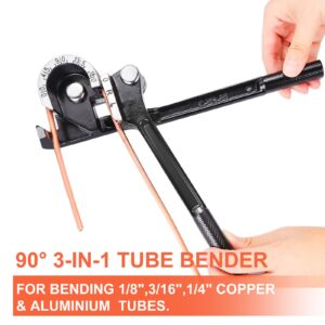 JINGTAO88 3/16" Brake Line Kit - 25 FT Copper Coated Brake Line (With 16 Brake Line Fittings and 4 Threads Unions) + Double & Single Flaring Tool Kit (With Tube Cutter And 5 Adapters) + Tube Bender