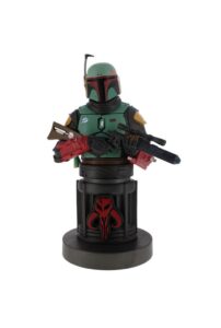 exquisite gaming: the mandalorian: boba fett - original mobile phone & gaming controller holder, device stand, cable guys, licensed figure