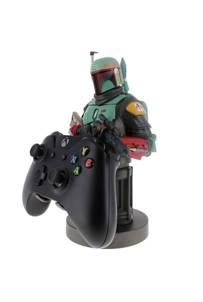 Exquisite Gaming: The Mandalorian: Boba Fett - Original Mobile Phone & Gaming Controller Holder, Device Stand, Cable Guys, Licensed Figure