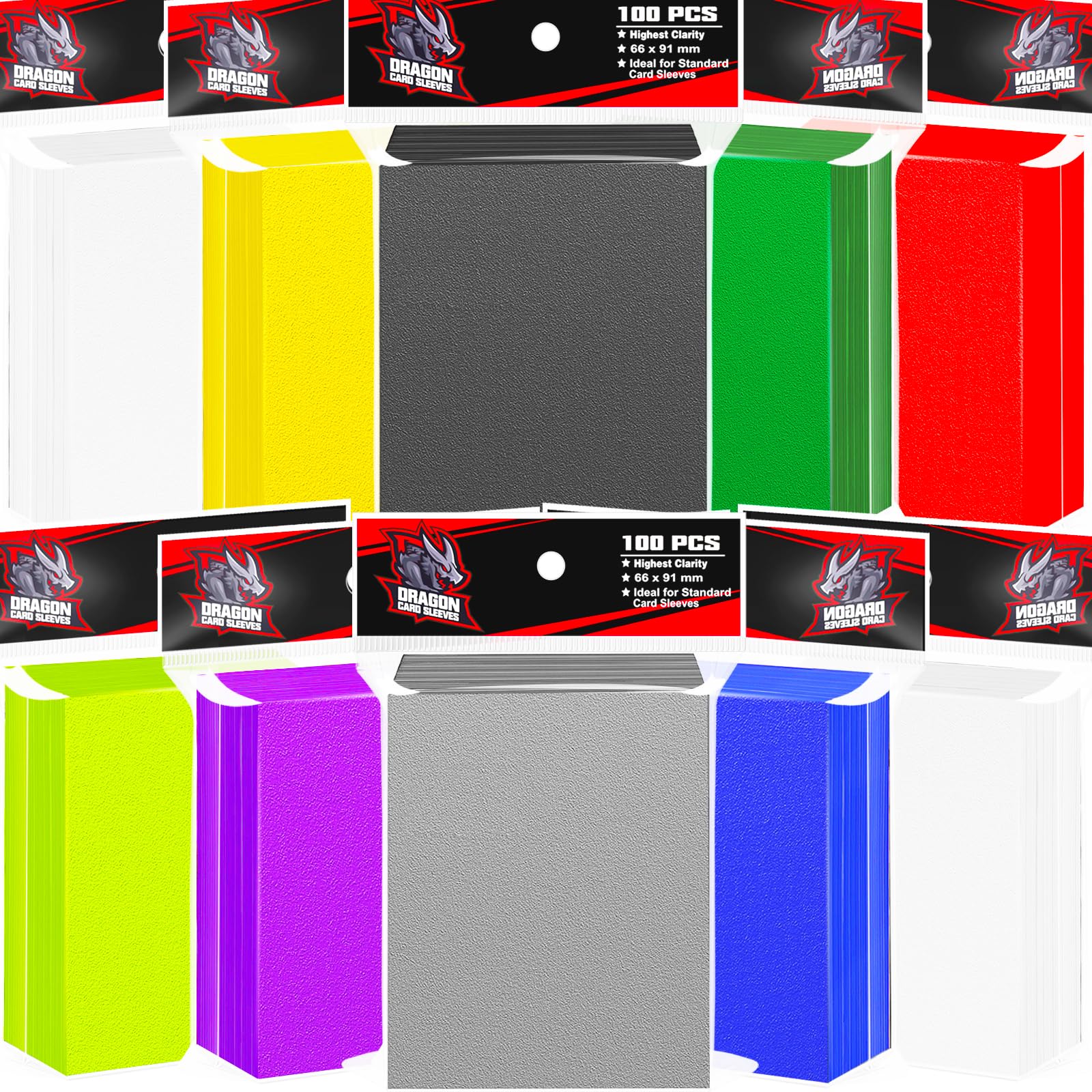 VKshop 1000pcs Matte Trading Card Sleeves Protector for Sports Card Sleeves and Toploader Card Sleeves Fit for Collectable Gaming Cards(colours,66 * 91mm)