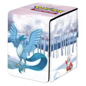 ultra pro - pokémon gallery series frosted forest alcove flip deck box - protect your collectible trading cards, and gaming cards, holds up to 100 standard size cards, protective magnetic closure