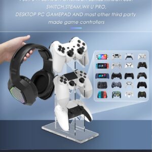 Wedorat Universal 3 Tier Controller Stand and Headset Holder Game Accessories Storage Bracket Gaming Accessories for PS5 PS4 Controller Holder Headset Stand Crystal Clear