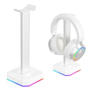 tupargo white headphone stand,desk rgb lights headset holder,suitable for all over-ear headphone (white, only rgb light)