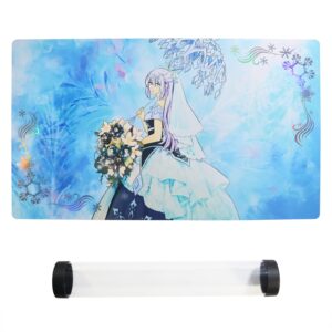 teardrop the rikka queen foil playmat holographic mat gaming competition pad mat for tcg ccg trading card game mat + playmat tube