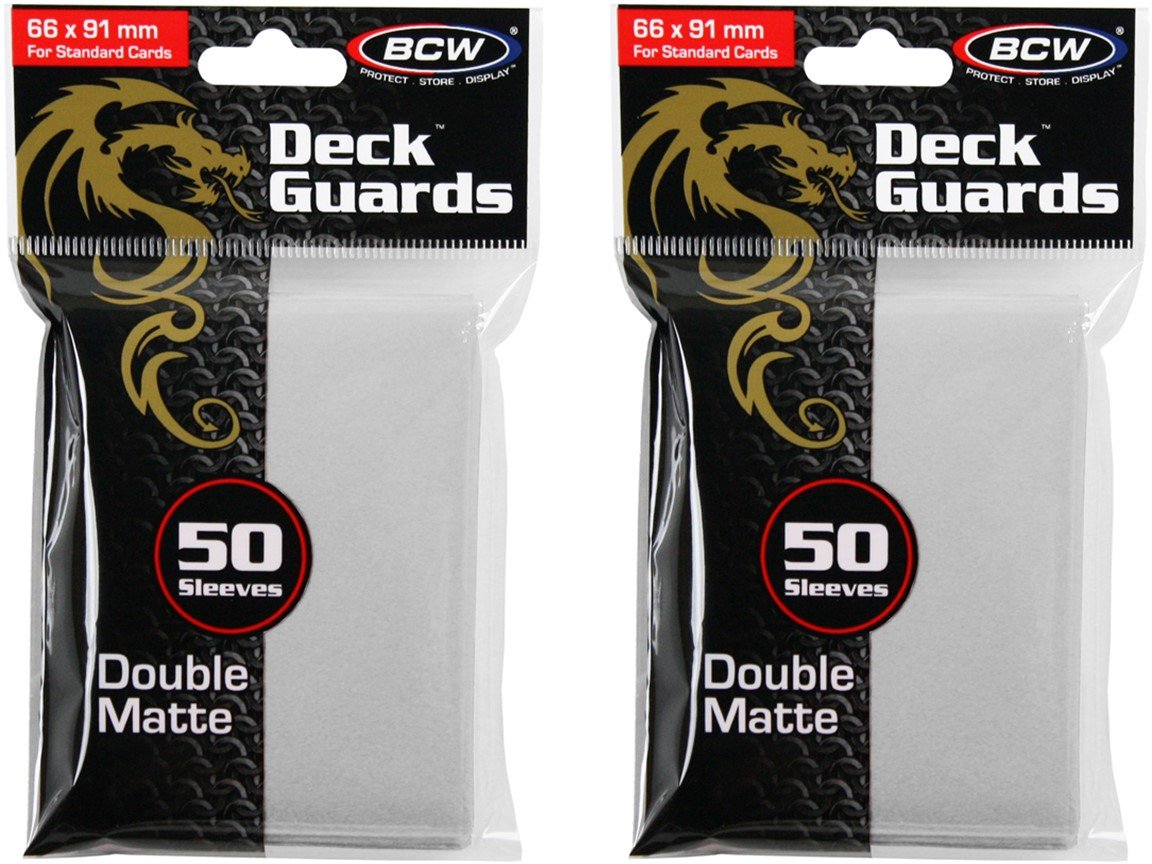 Deck Guard BCW 100ct White Matte Finish for Stardard Size Collectable Cards - Deck Protector Sleeves [2-Pack Bundle]